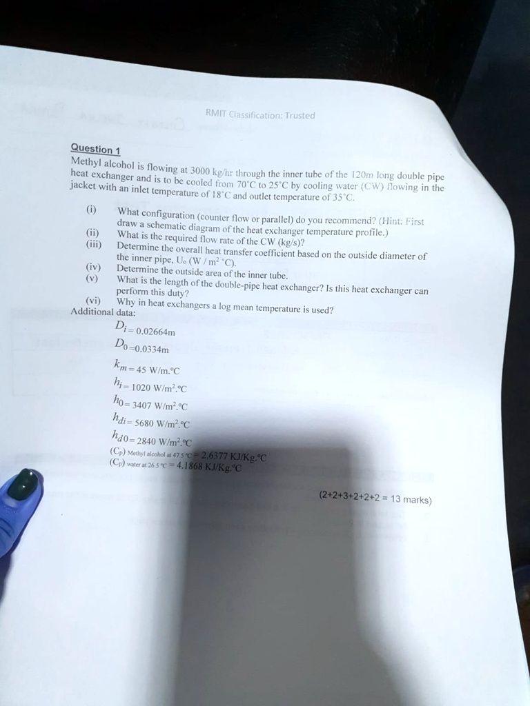 SOLVED: Texts: RMIT Classification Question 1 (i) (ii) (iii) What is the required flow rate of ...
