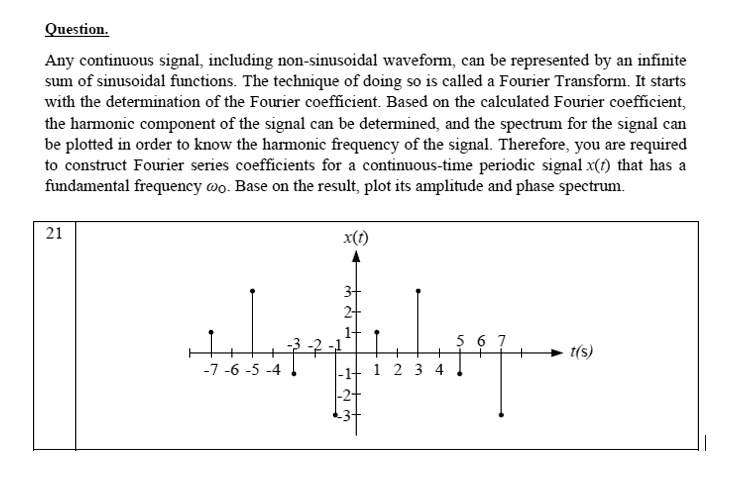 SOLVED: Question: Any continuous signal, including non-sinusoidal ...