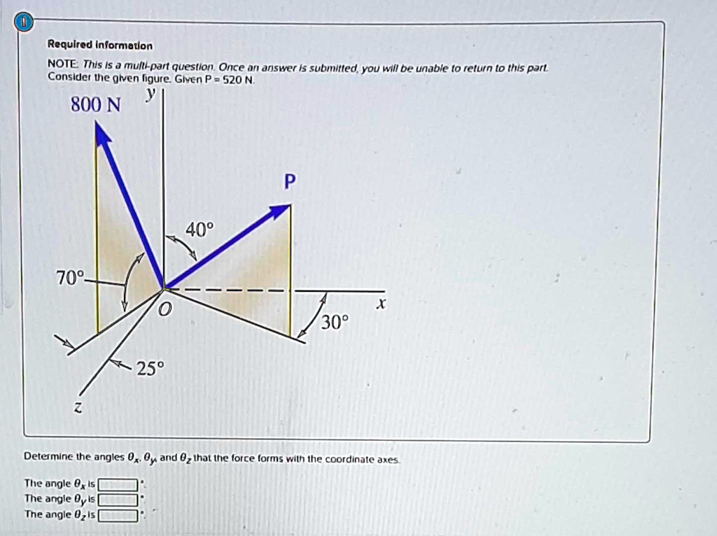 texts required information consider the given figure given p 520 n 800 n 40 70 0 30 25 z ...