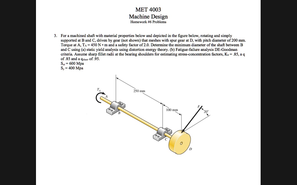 [GET ANSWER] MET 4003 Machine Design Homework #6 Problems 3. For a ...