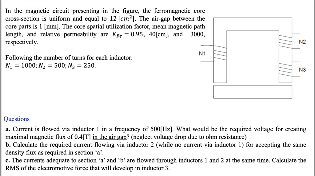 in the magnetic circuit presenting in the figure the ferromagnetic core ...