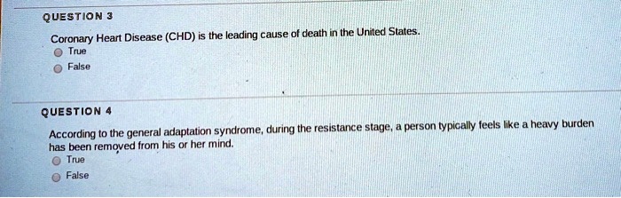 question 3 coronary heart disease chd is the leading cause of death in ...