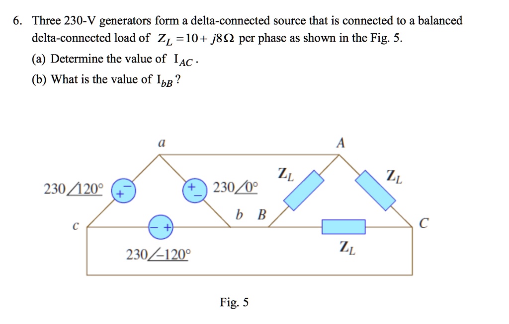 SOLVED: Three 230-V generators form a delta-connected source that is ...