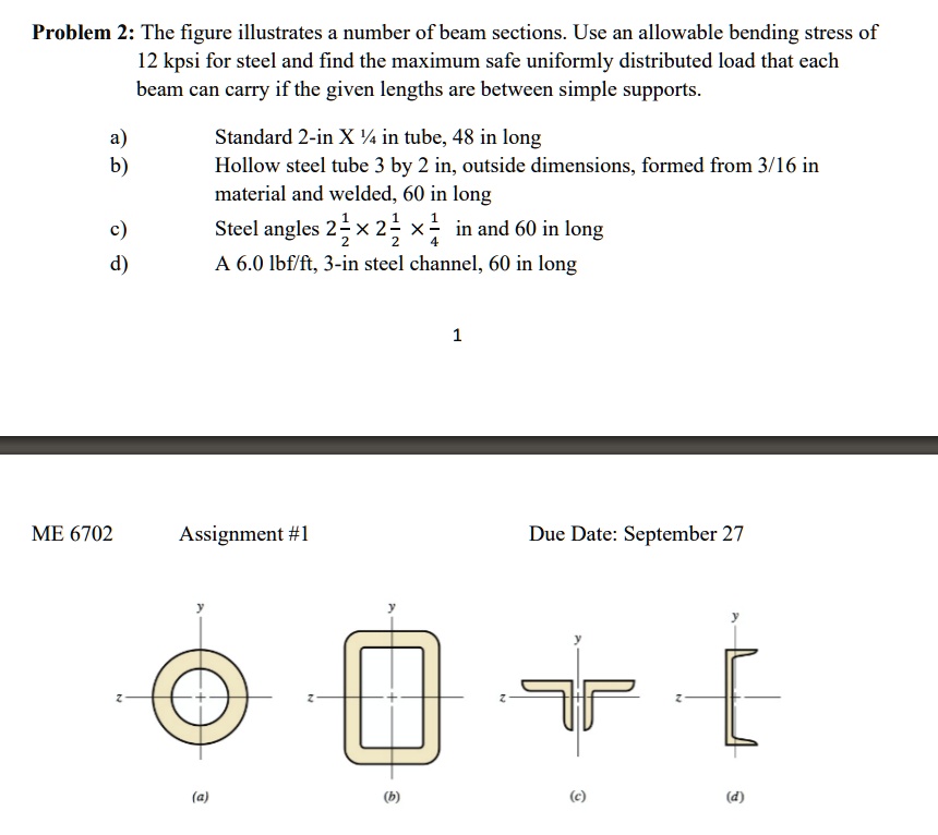 problem 2 the figure illustrates a number of beam sections use an ...