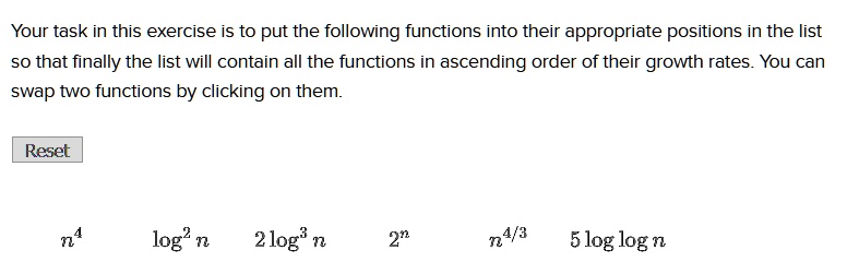 Solved Your Task In This Exercise Is To Put The Following Functions Into Their Appropriate
