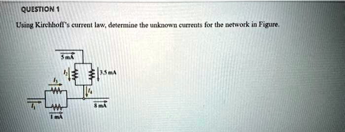 using kirchhoffs current law determine the unknown currents for the ...