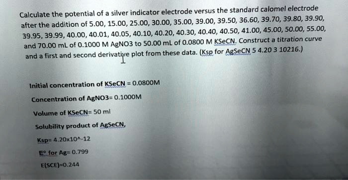 Calculate The Potential Of A Silver Indicator Electrode Versus The