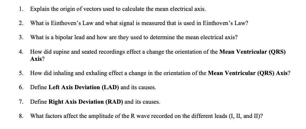 1. Explain the origin of vectors used to calculate the mean electrical ...