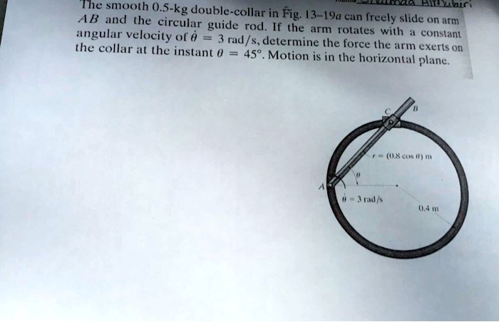 SOLVED: The smooth O.5-kg double-collar in Fig.13-19a can freely slide ...