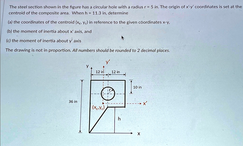 The steel section shown in the figure has a circular hole with a radius ...