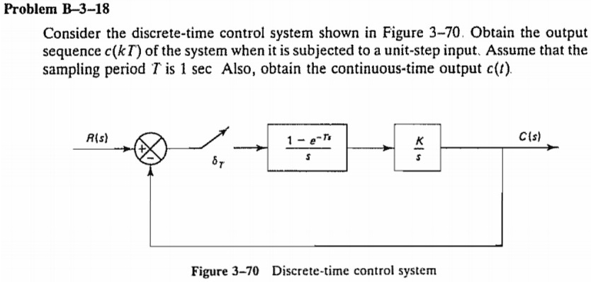 Problem B-3-18 Consider the discrete-time control system shown in ...