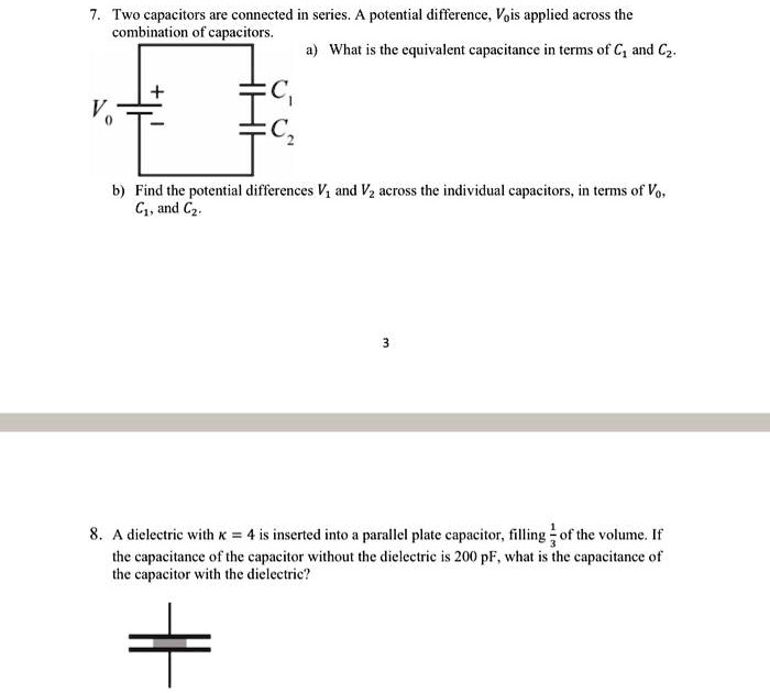 two capacitors are connected in series potential difference vois ...