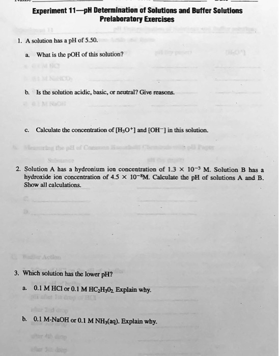 experiment 11 ph determination of solutions and butfer solutions ...