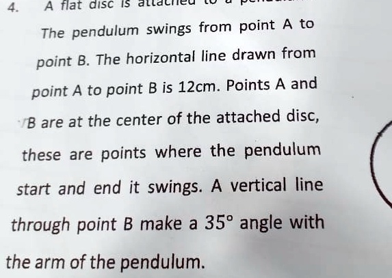 The pendulum swings from point A to point B. The horizontal line drawn ...