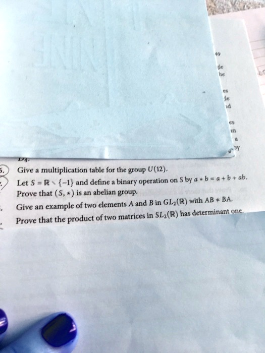 give multiplication table for the group u12 let r fi and define binary operation on by a babab ...