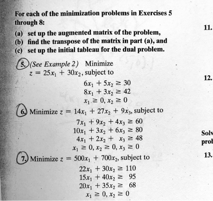 SOLVED: For each of the minimization problems in Exercises 5 through 8 ...