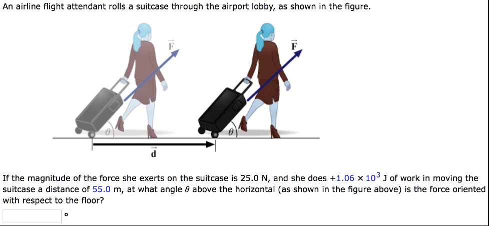 An airline flight attendant rolls a suitcase through the airport lobby ...