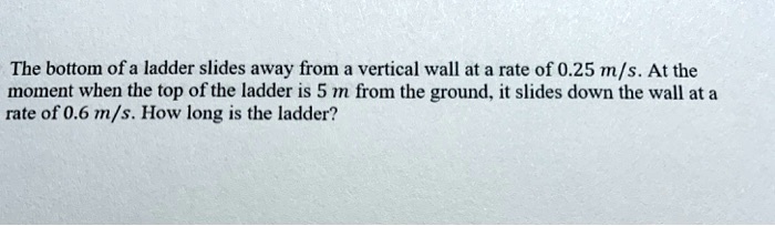 SOLVED: The bottom of a ladder slides away from a vertical wall at a ...