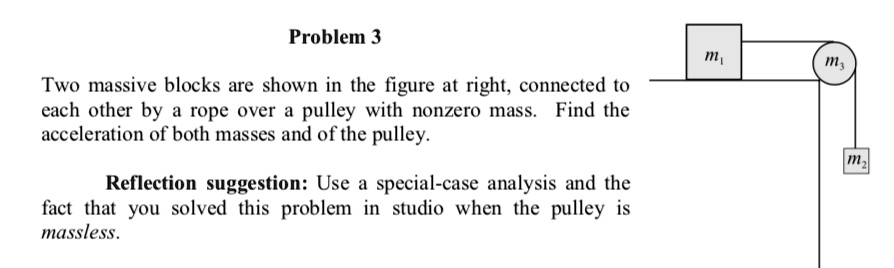 Problem 3 Two massive blocks are shown in the figure at right ...
