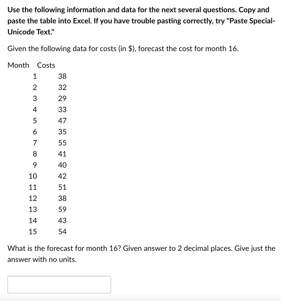 Solved Use The Following Information And Data For The Next Several Questions Copy And Paste