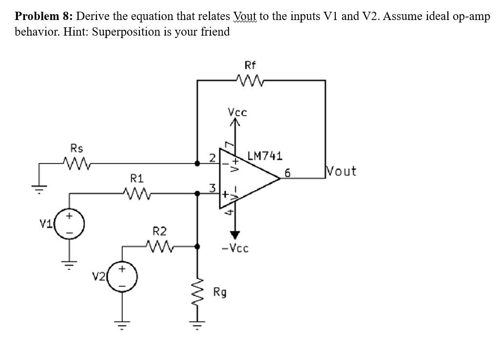 SOLVED: Problem 8: Derive the equation that relates Vout to the inputs ...