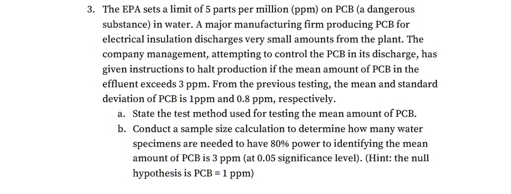 the epa sets a limit of 5 parts per million ppm on pcb a dangerous ...