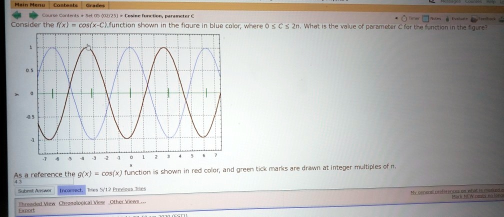 SOLVED: Main Menu Contents Grades (0e Cotletle Sct 05 (02/251 Cosine ...