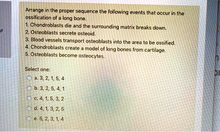 SOLVED: Arrange in the proper sequence the following events that occur ...