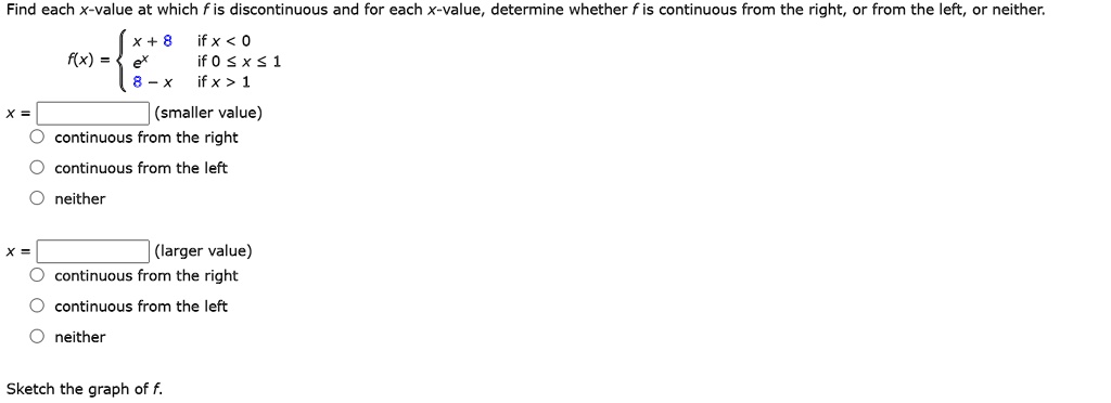 find each x value at which f is discontinuous and for each x value ... find each x value at which f is discontinuous and for each x value ...