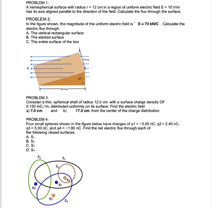 SOLVED: PROBLEM 1: A hemispherical surface with radius r = 12 cm in the region of a uniform ...