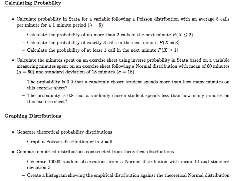 SOLVED: Calculate probability in Stata for a variable following a ...