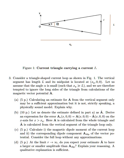 SOLVED: Xq Figure 1: Current triangle carrying a current I 3. Consider ...