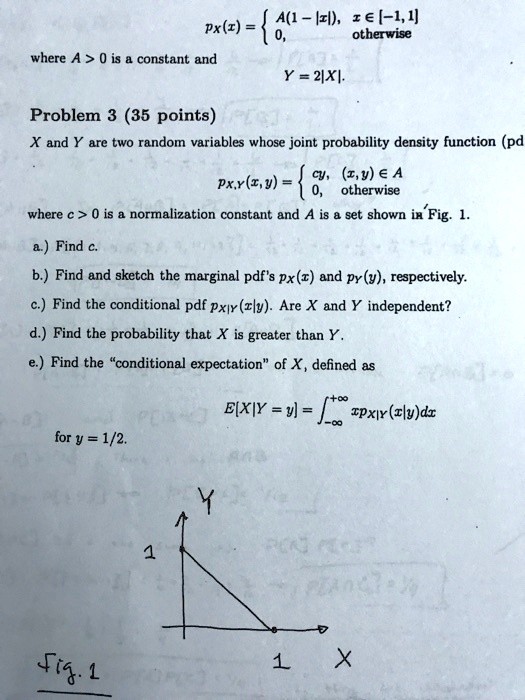 SOLVED:A(1 - Izl); Iel-1,1 Px(z) = otherwise where A > 0 is constant and Y = 2xI: Problem 3 (35 ...