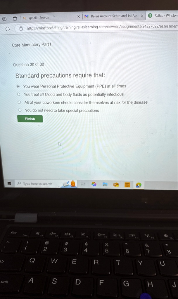 core mandatory part i question 30 of 30 standard precautions require ...