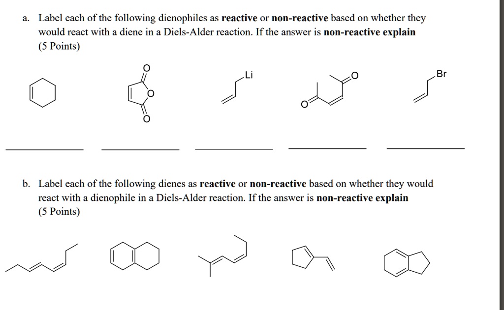 a. Label each of the following dienophiles as reactive or non-reactive ...