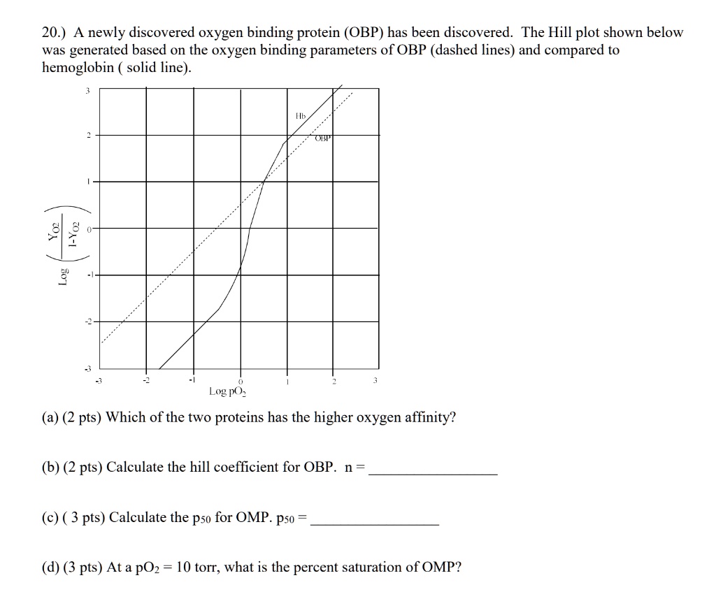 SOLVED: A newly discovered oxygen binding protein (OBP) has been ...