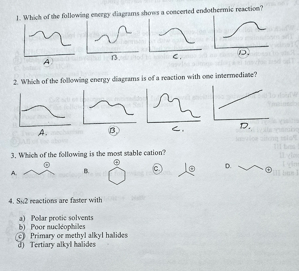 1 which of the following energy diagrams shows a concerted endothermic ...