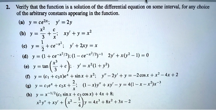 SOLVED: Verify that the function is a solution of the differential ...