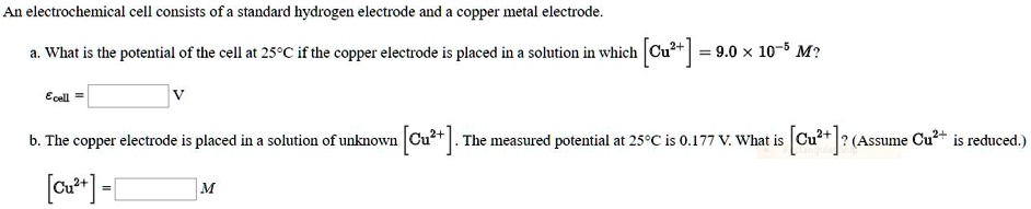 an electrochemical cell consists of a standard hydrogen electrode and ...