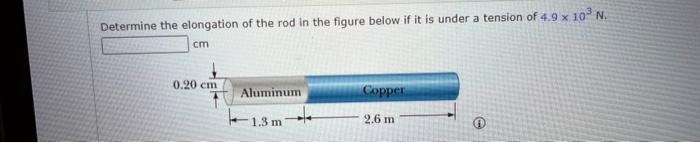 Determine the elongation of the rod in the figure below if it is under ...