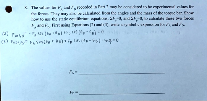the values for f and f recorded in part 2 may be considered to be ...