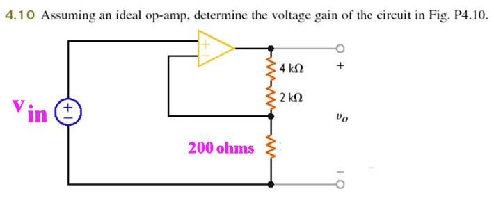 SOLVED: 4.10 Assuming an ideal op-amp, determine the voltage gain of the circuit in Fig. P4.10 ...