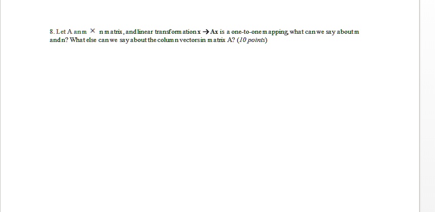 SOLVED: 8-Let anm n matrix;andlinear transfor ationx +Ar is oneto ...