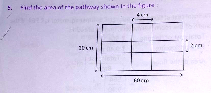 5. Find the area of the pathway shown in the figure : 4 cm 20 cm 60 cm 2 cm