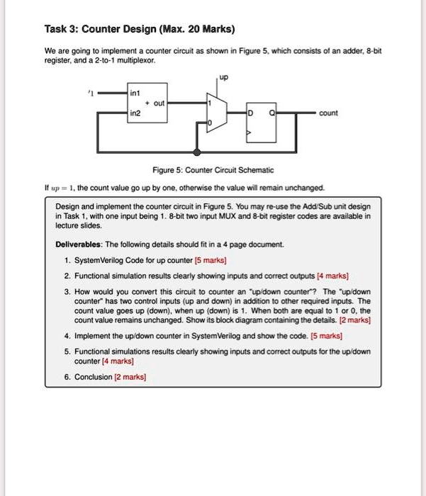 SOLVED: Task 3: Counter Design (Max. 20 Marks) We are going to implement a counter circuit as ...