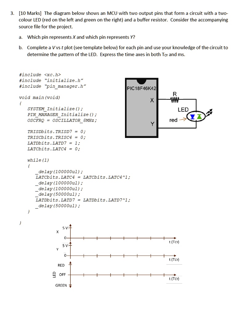 10 marks the diagram below shows an mcu with two output pins that form ...