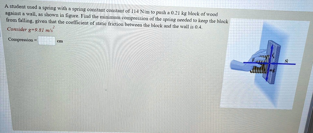 SOLVED: A student used spring with spring against wall constant ...