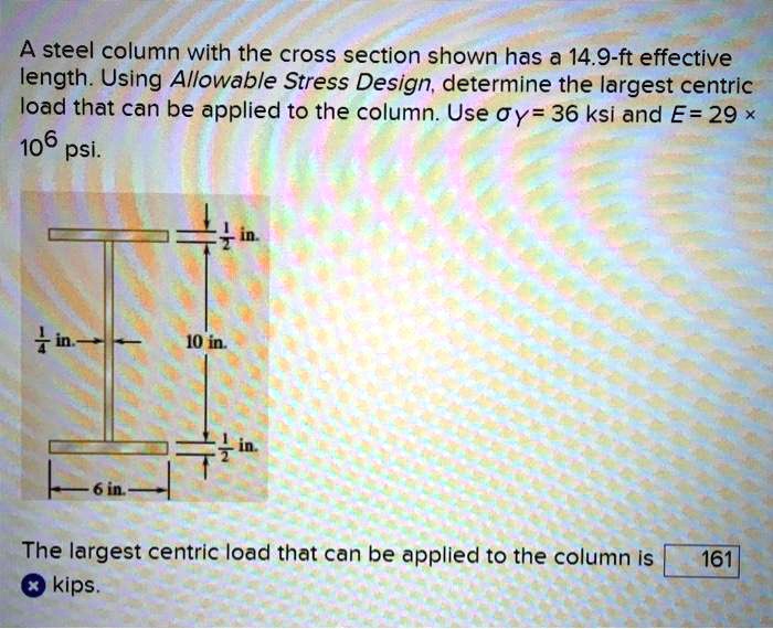 SOLVED: A steel column with the cross section shown has a 14.9-ft effective length. Using ...