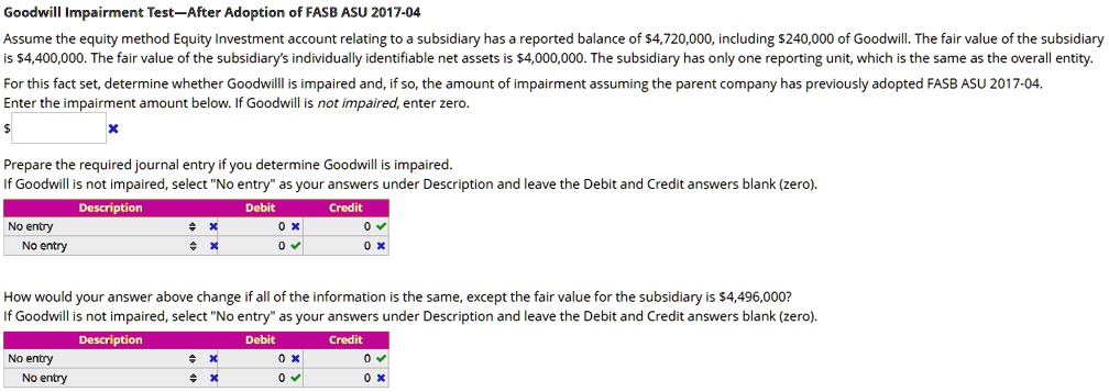 Goodwill Impairment Test - After Adoption of FASB ASU 2017-04 Assume ...
