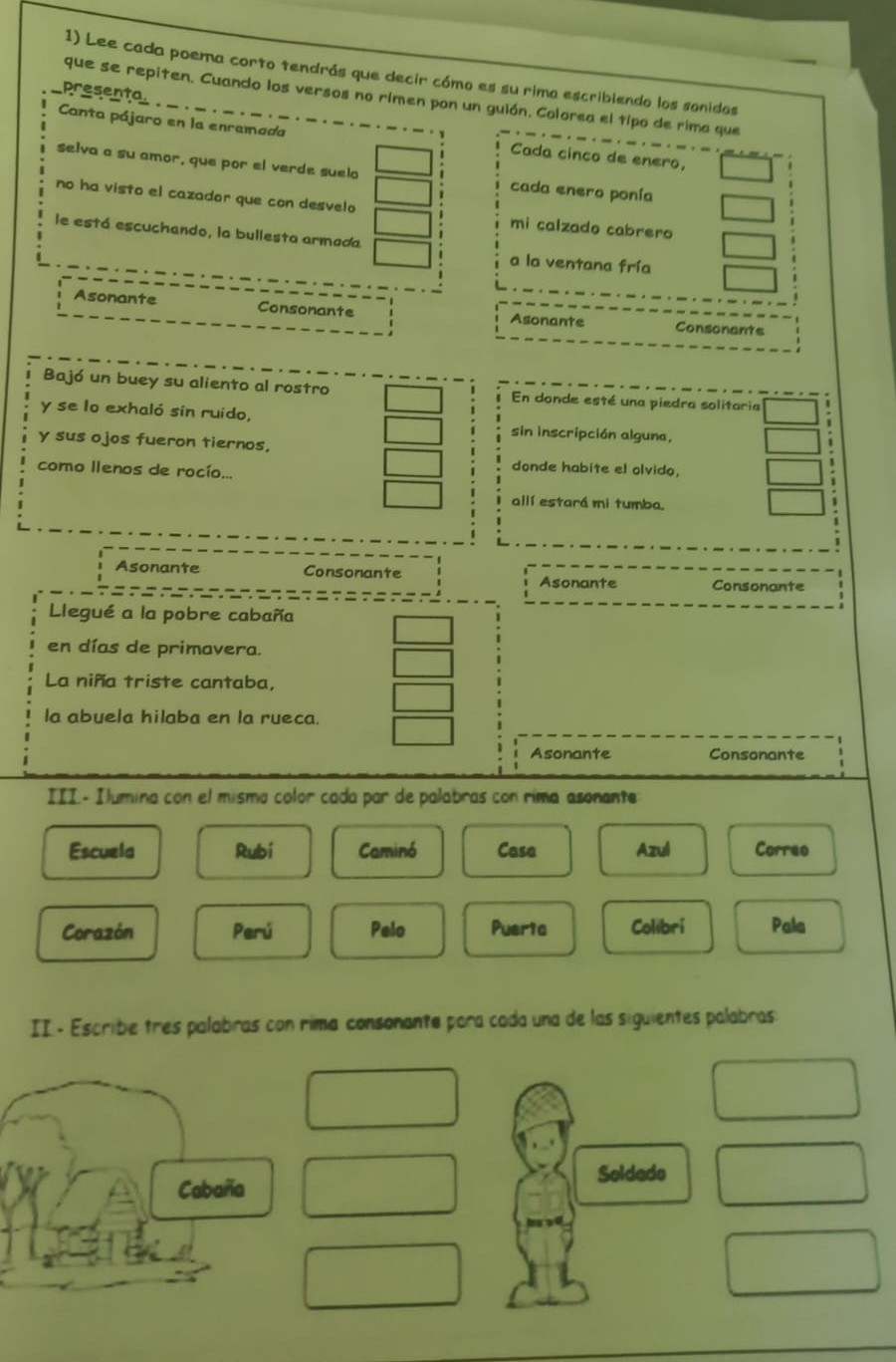 1) Lee cada poema corto tendrás que decír cómo es su rima escribiendo ...